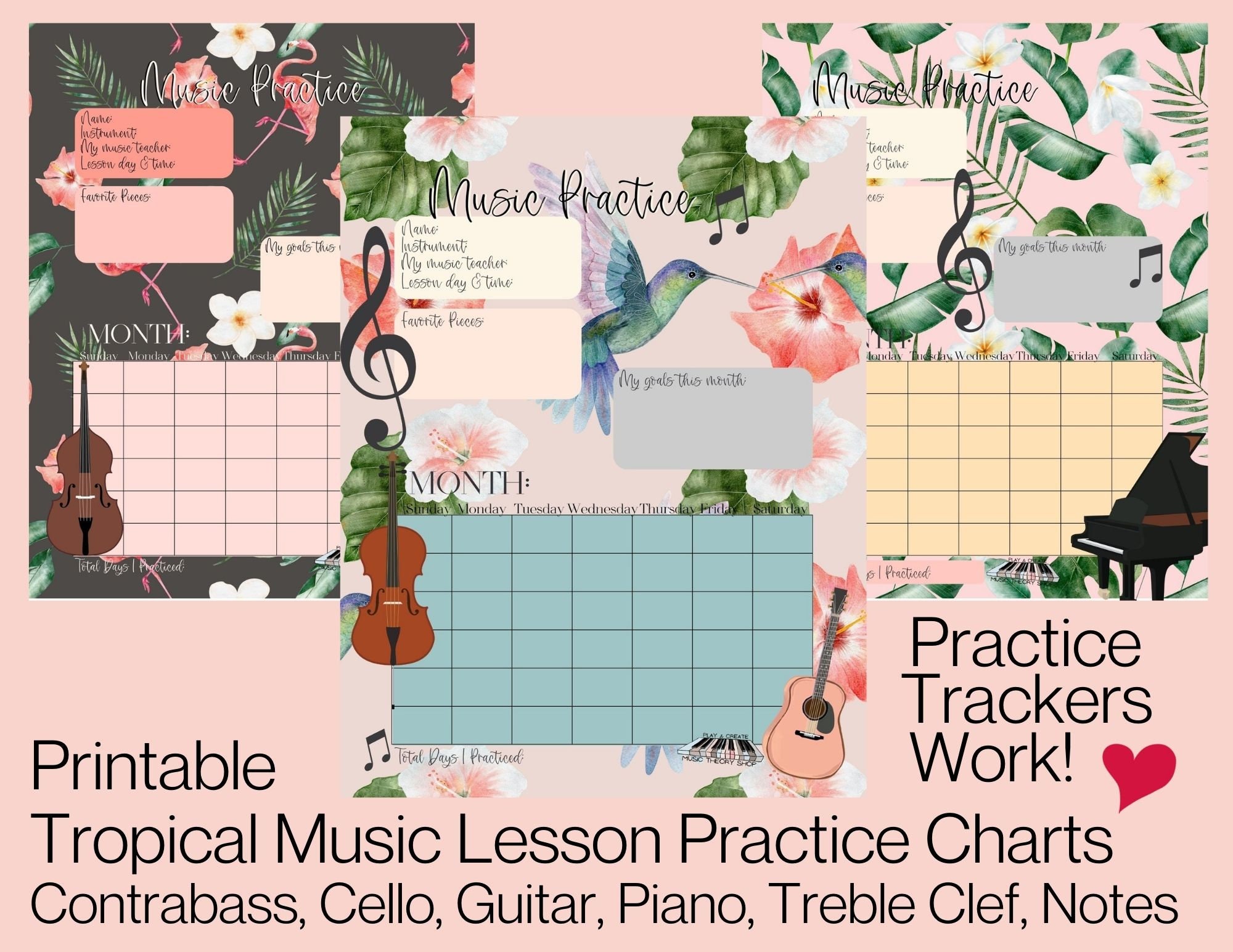 PRACTICE CHARTS Music Practice Tracker Music Lessons Music - Etsy