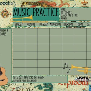 PRACTICE CHARTS, Music Practice Tracker, Music Lessons, Music Progress ...