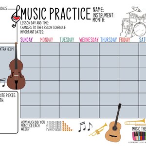PRACTICE CHARTS, Music Practice Tracker, Music Lessons, Music Progress ...