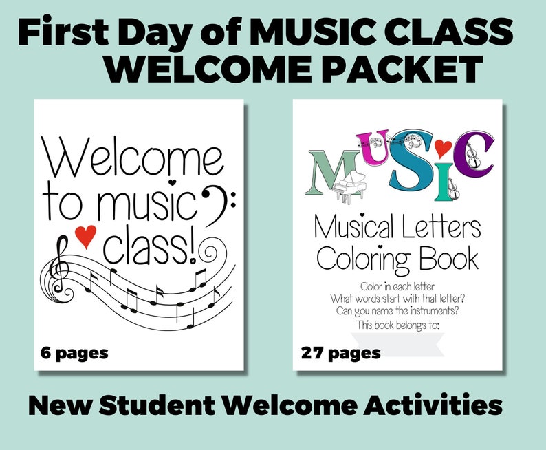 Music Class STUDENT ACTIVITY, Welcome Pages, Coloring Book, Music ...