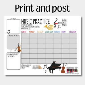 PRACTICE TRACKER CHARTS, Music Practice Tracker, Music Lessons, Music ...
