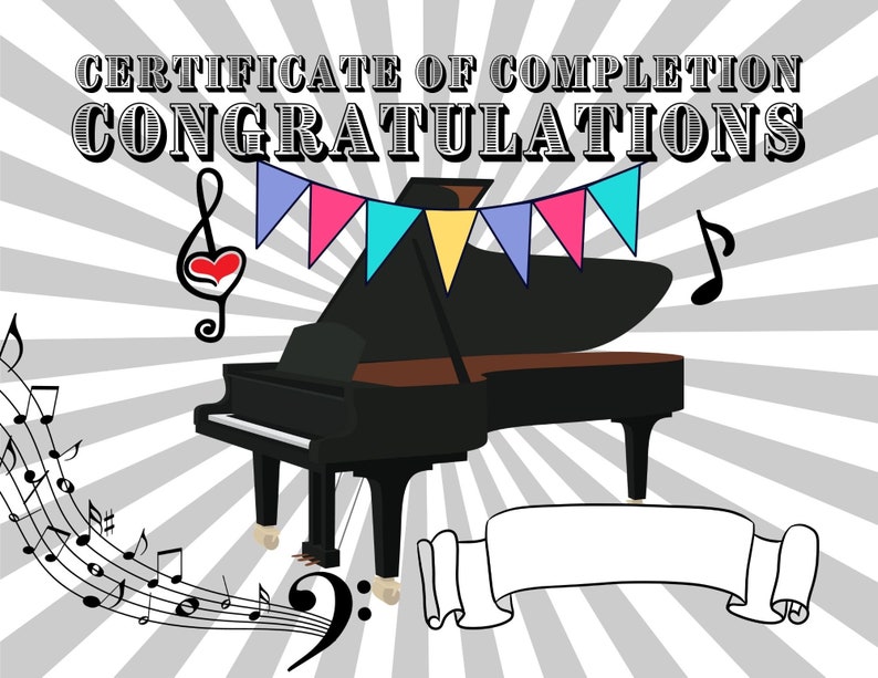 MUSIC CERTIFICATE, Awards, Printable, Piano, Treble Clef, Bass Clef ...