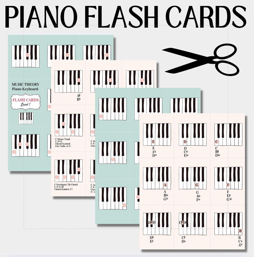 17 PIANO FLASH CARDS, Print and Cut, Beginning Piano, Music Teachers ...