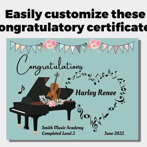 20 Editable CANVA Templates, Certificate, Award, Piano, Violin, Music ...
