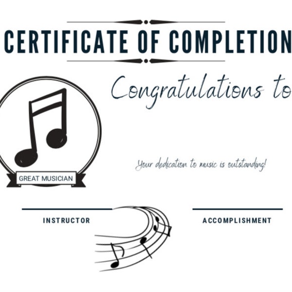 Musician Appreciation Certificate - Etsy