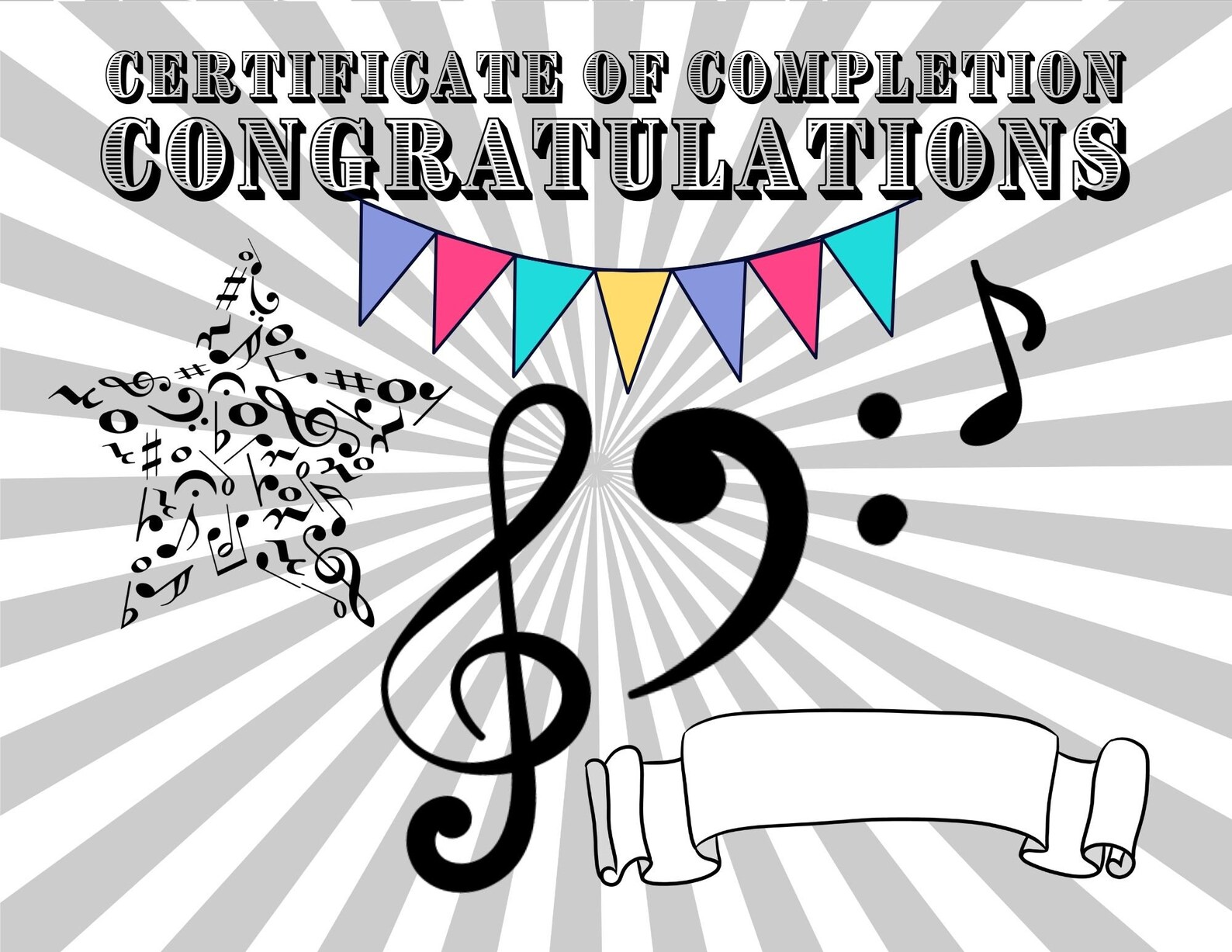MUSIC CERTIFICATE, Awards, Printable, Piano, Treble Clef, Bass Clef ...