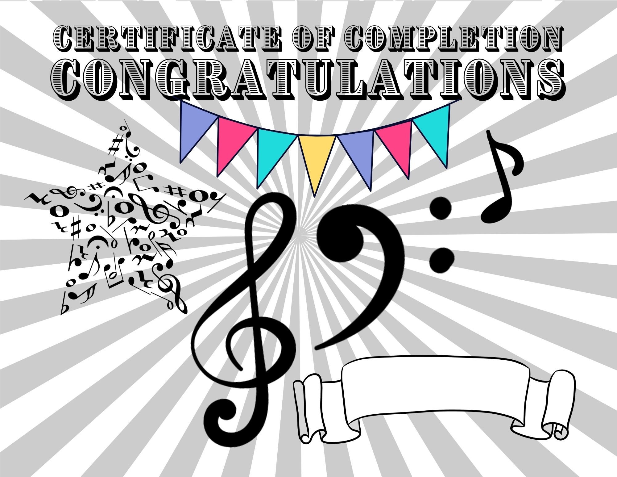 MUSIC CERTIFICATE, Awards, Printable, Piano, Treble Clef, Bass Clef ...