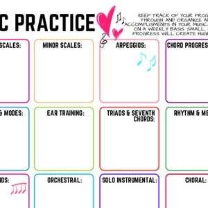 PRACTICE CHARTS, Music Practice Tracker, Music Lessons, Music Progress ...