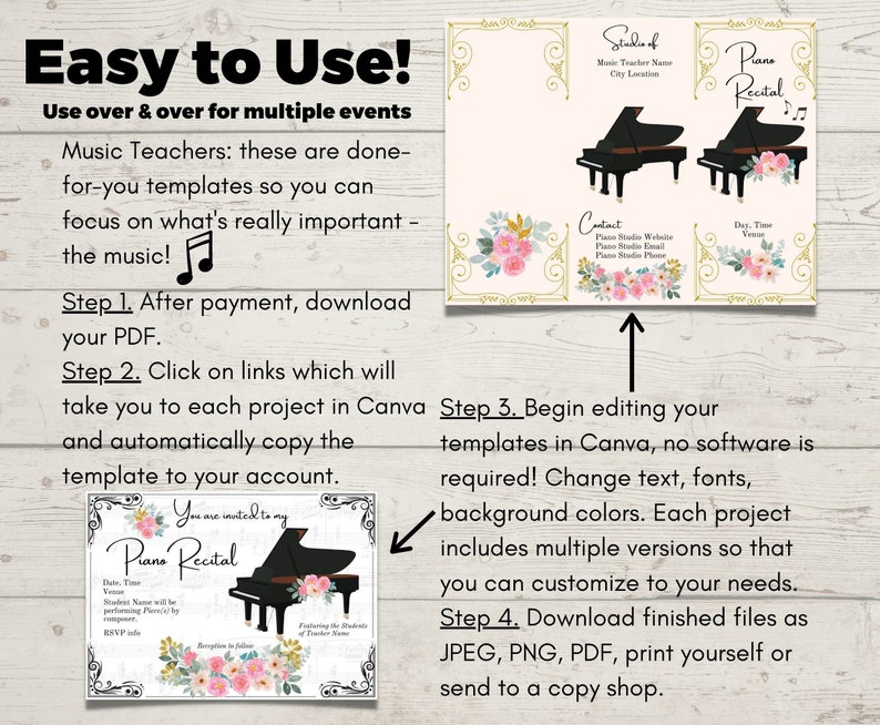 22 Editable Piano Recital Certificate Trifold Program - Etsy Australia