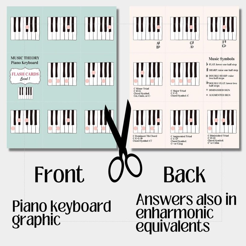 17 PIANO FLASH CARDS, Print and Cut, Beginning Piano, Music Teachers ...