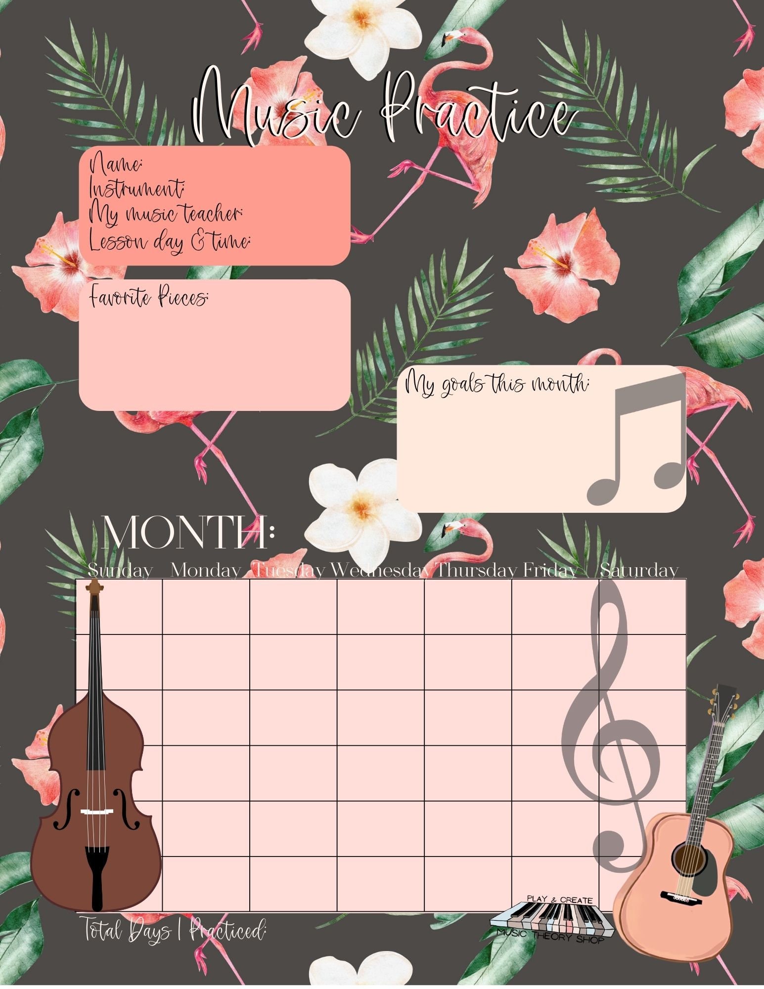 PRACTICE CHARTS Music Practice Tracker Music Lessons Music - Etsy
