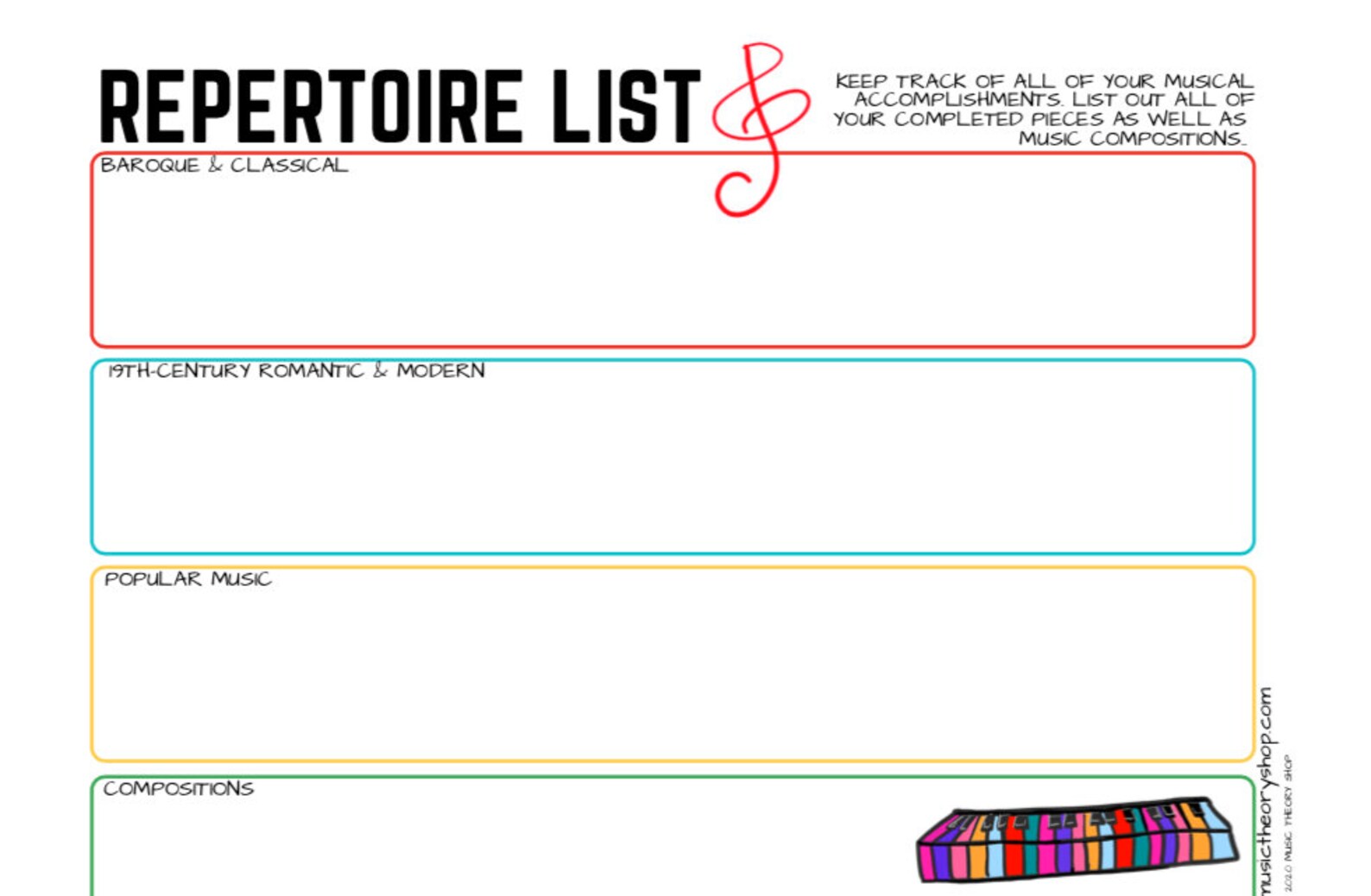 PRACTICE CHARTS, Music Practice Tracker, Music Lessons, Music Progress ...