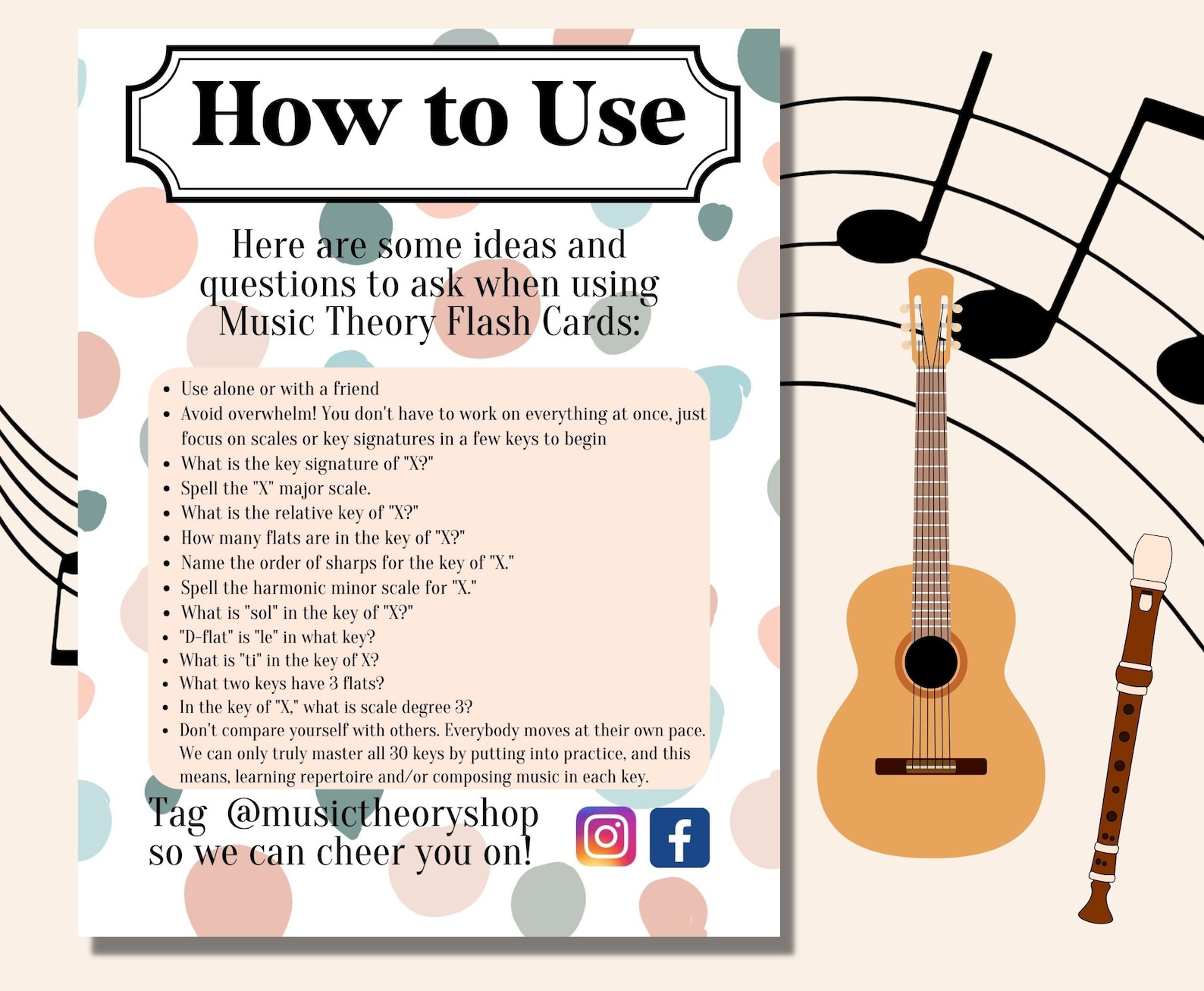 Music Theory FLASH CARDS, Printable, Music Teachers, Music Students ...