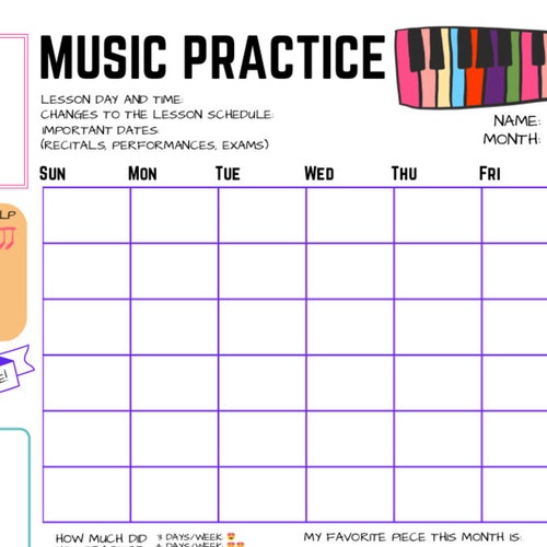 PRACTICE CHARTS Music Practice Tracker Music Lessons Music - Etsy Canada