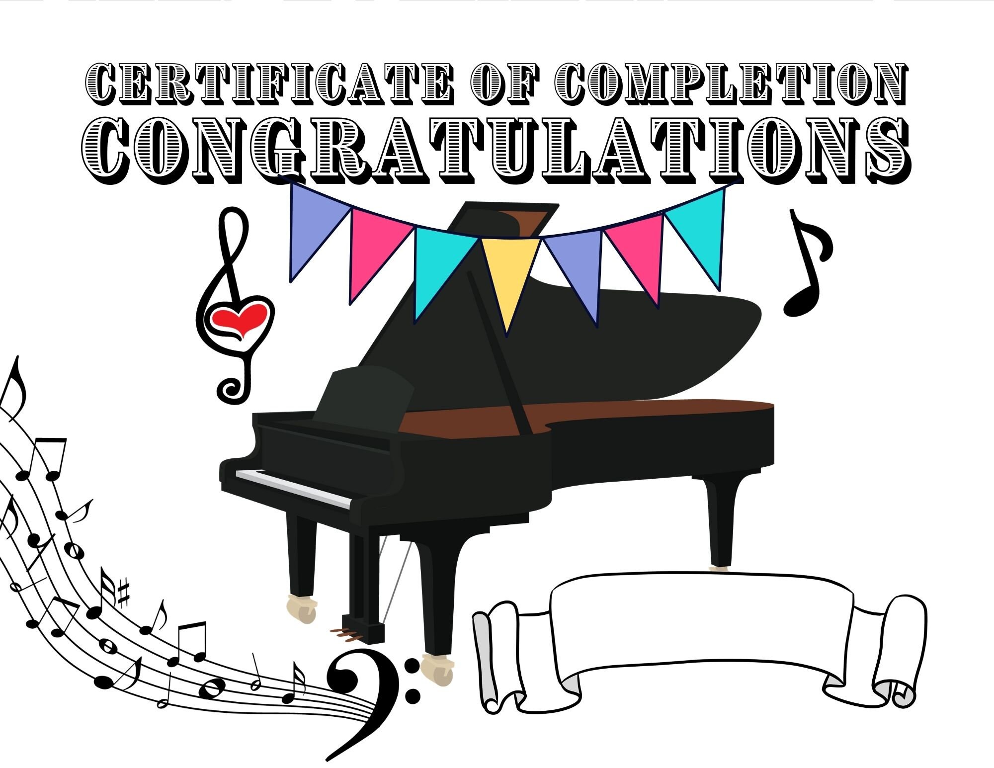 MUSIC CERTIFICATE, Awards, Printable, Piano, Treble Clef, Bass Clef ...
