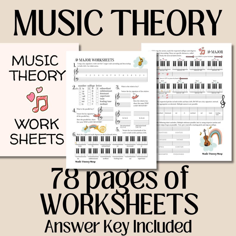 Music Theory Worksheets | 30 Weeks of Assignments, Scales, Key ...