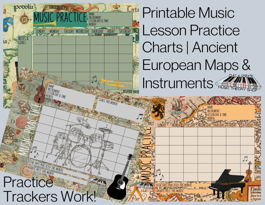 PRACTICE CHARTS, Music Practice Tracker, Music Lessons, Music Progress ...