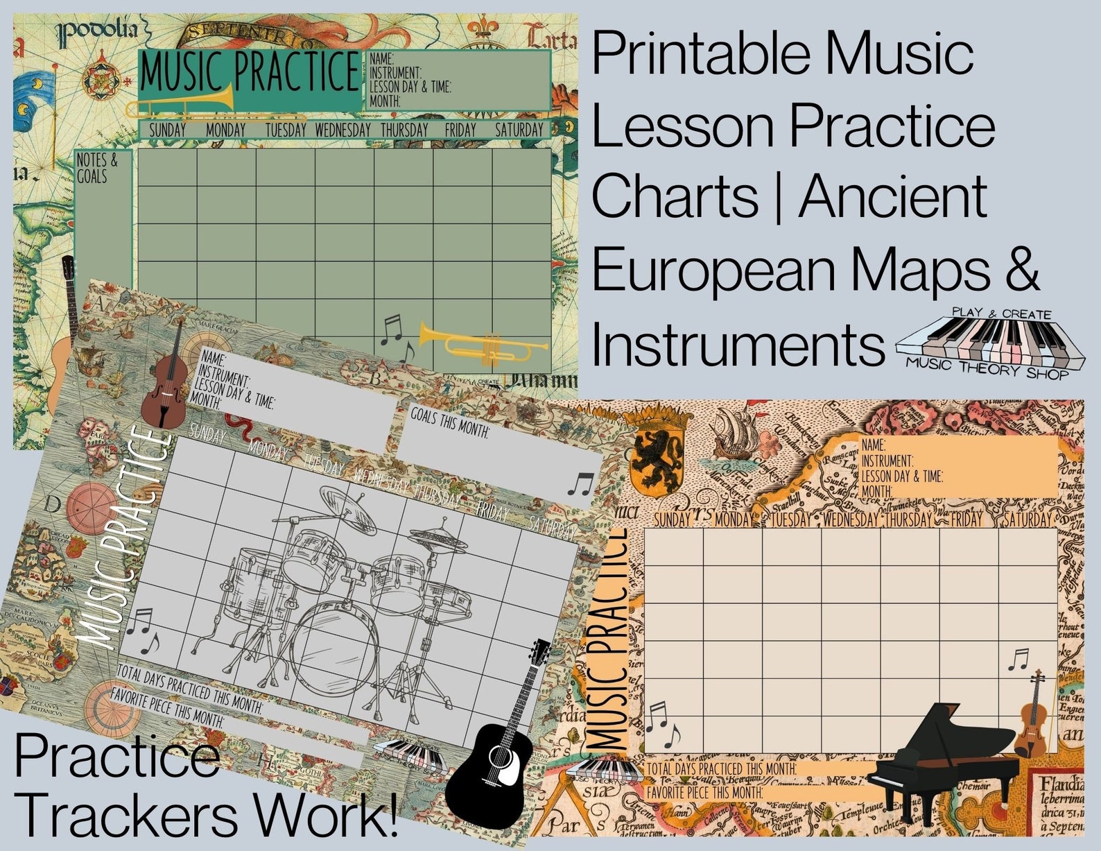 PRACTICE CHARTS, Music Practice Tracker, Music Lessons, Music Progress ...
