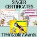 7 MUSIC CERTIFICATE Printable Singer, Award, Achievement, Music Student ...