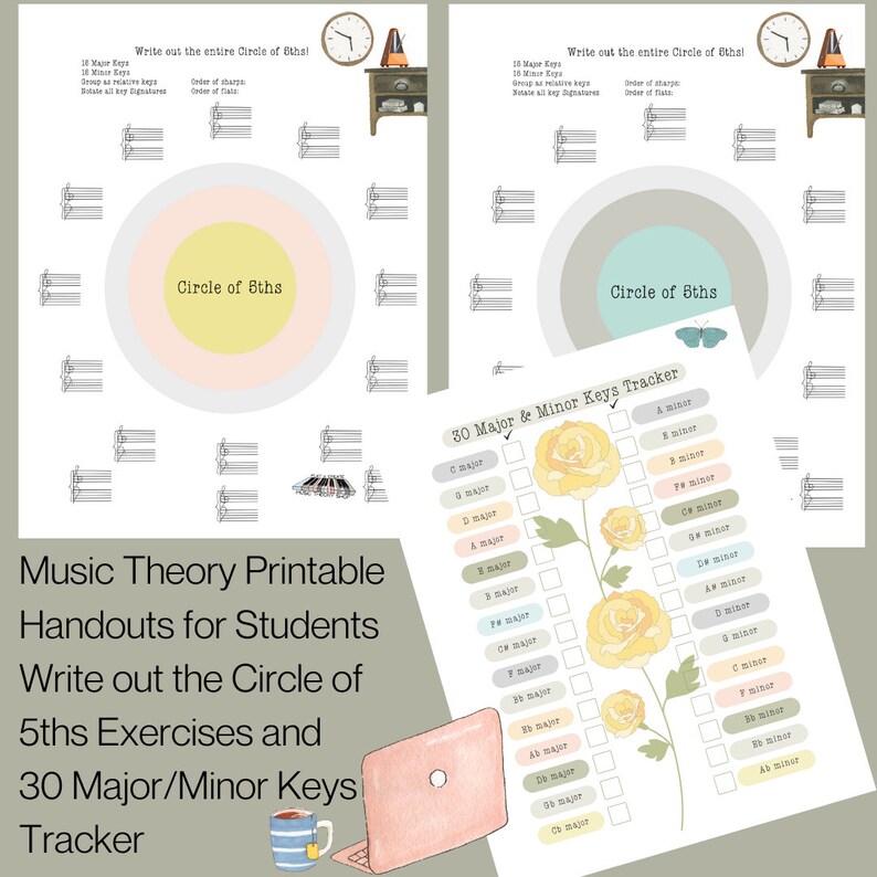 MUSIC THEORY, Circle of 5ths Exercise, Major and Minor Keys Tracker ...