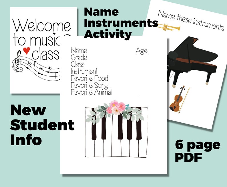 Music Class STUDENT ACTIVITY, Welcome Pages, Coloring Book, Music ...