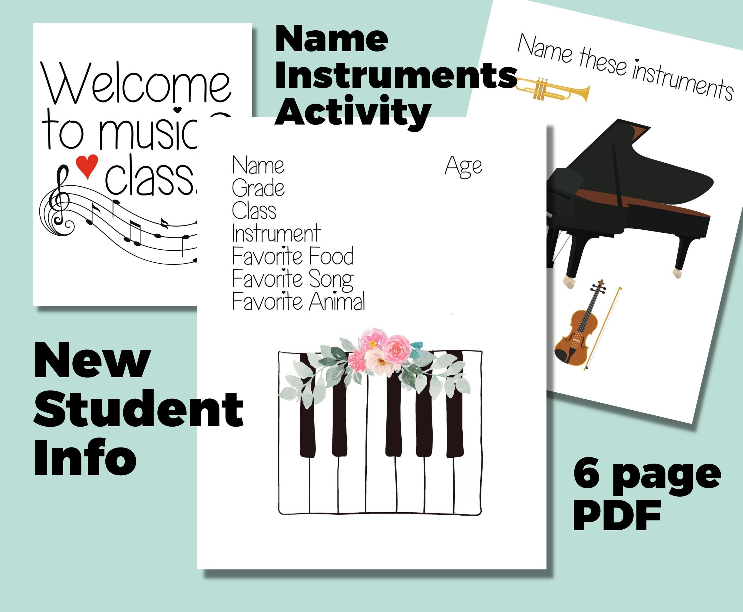 Music Class STUDENT ACTIVITY, Welcome Pages, Coloring Book, Music ...