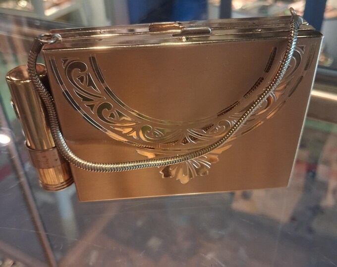Vintage Elgin Deco Gold Compact Cigarette Case Purse - Etsy