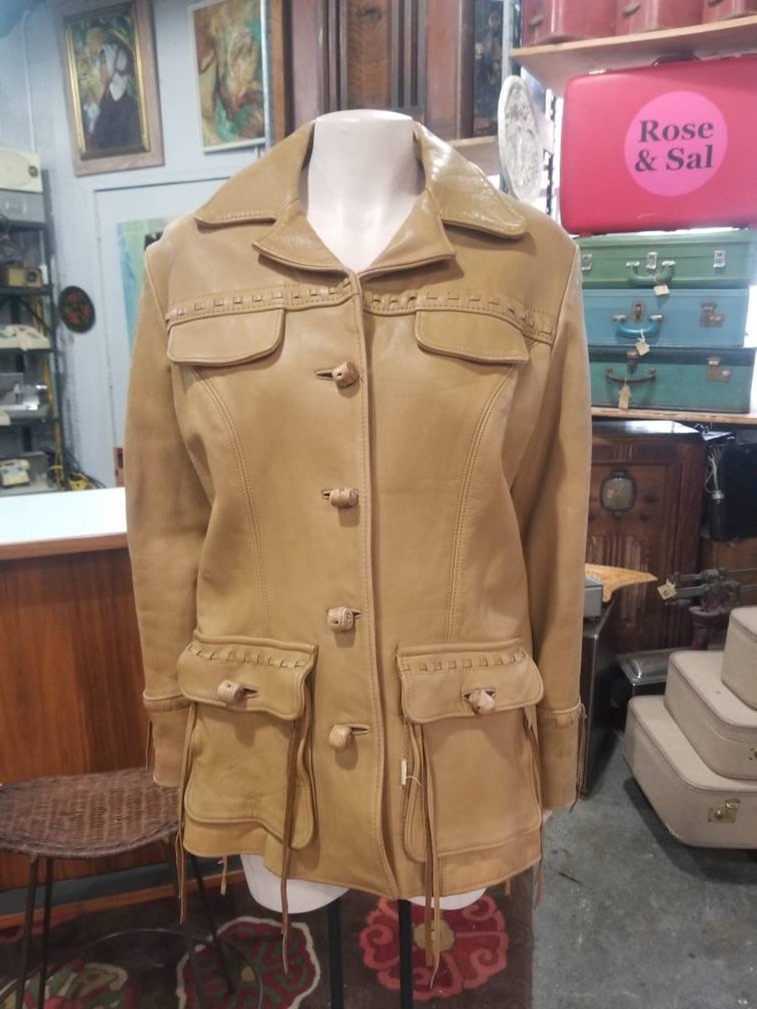 Vintage Tan Leather Jacket - Etsy