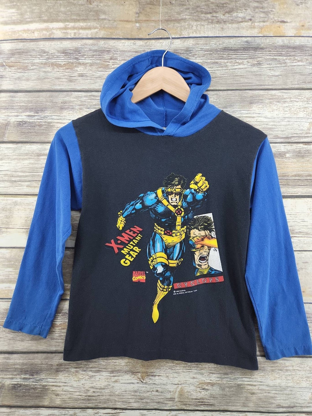 X-men Mutant Gear 1993 MARVEL Comic Cyclops 50/50 Hoodie Shirt Youth 10 ...