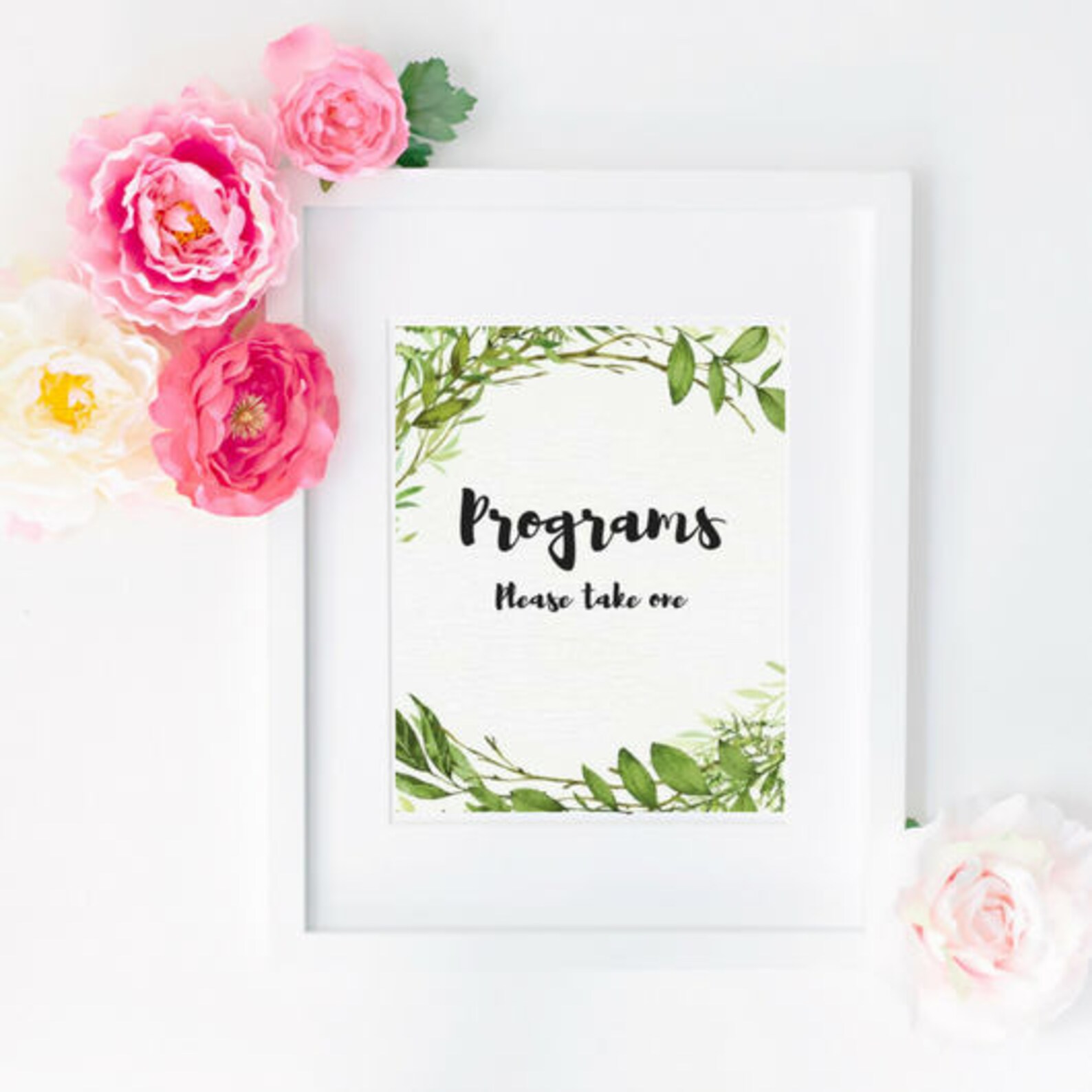 Programs Printable Wedding Sign | Greenery Watercolor | Garden Wedding ...