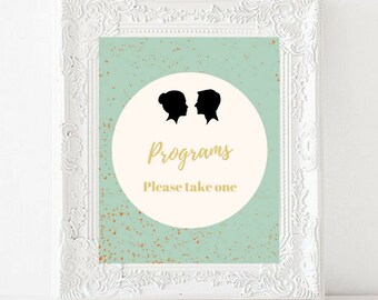 Programs Please Take One Printable Wedding Sign Vintage | Etsy