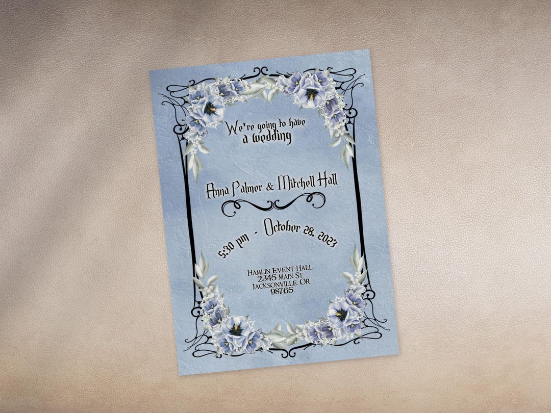 Dusty Blue Wedding Invitation Inspired by Corpse Bride for Gothic ...