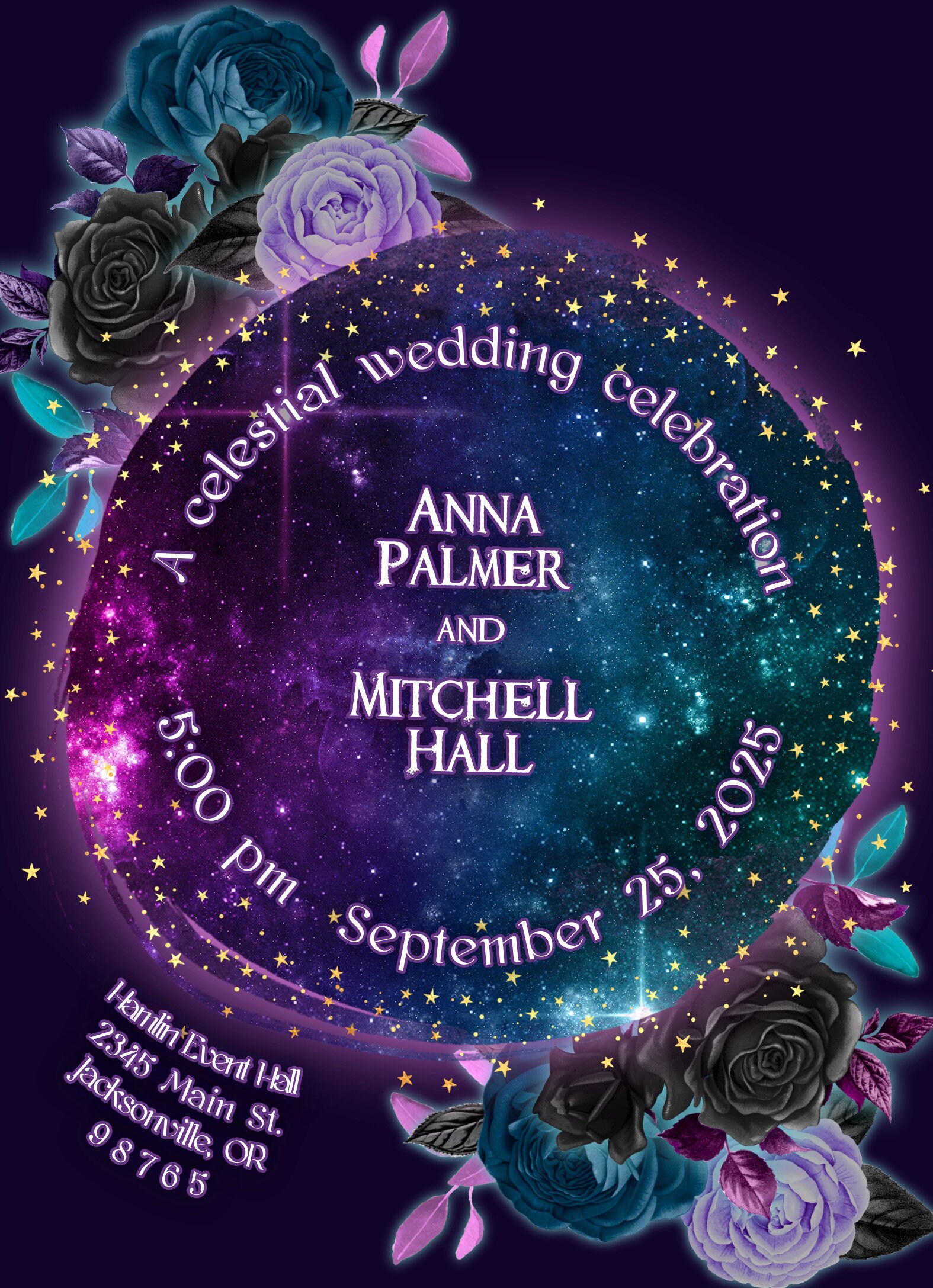 Celestial Love Wedding Invitation Digital or Printable Invitation ...