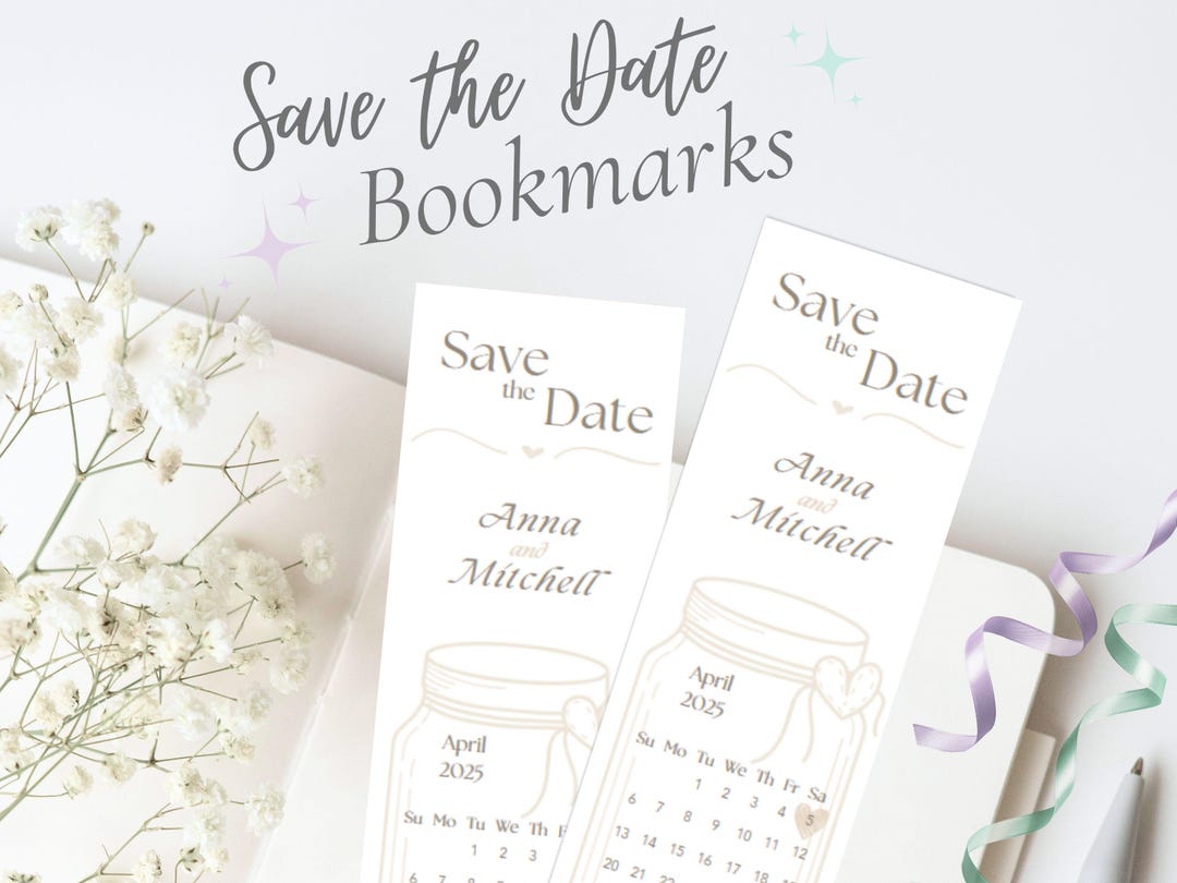 Save the Date Bookmarks | Printed With Your Custom Wedding Colors ...