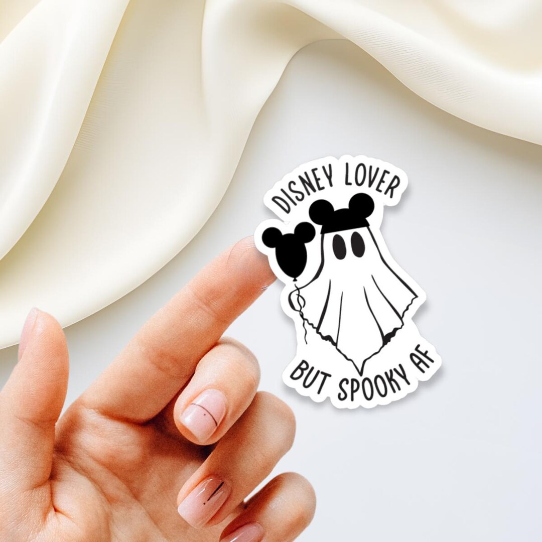 Spooky AF Ghost With Balloon Sticker | Kiss-cut Vinyl Decal for Park ...