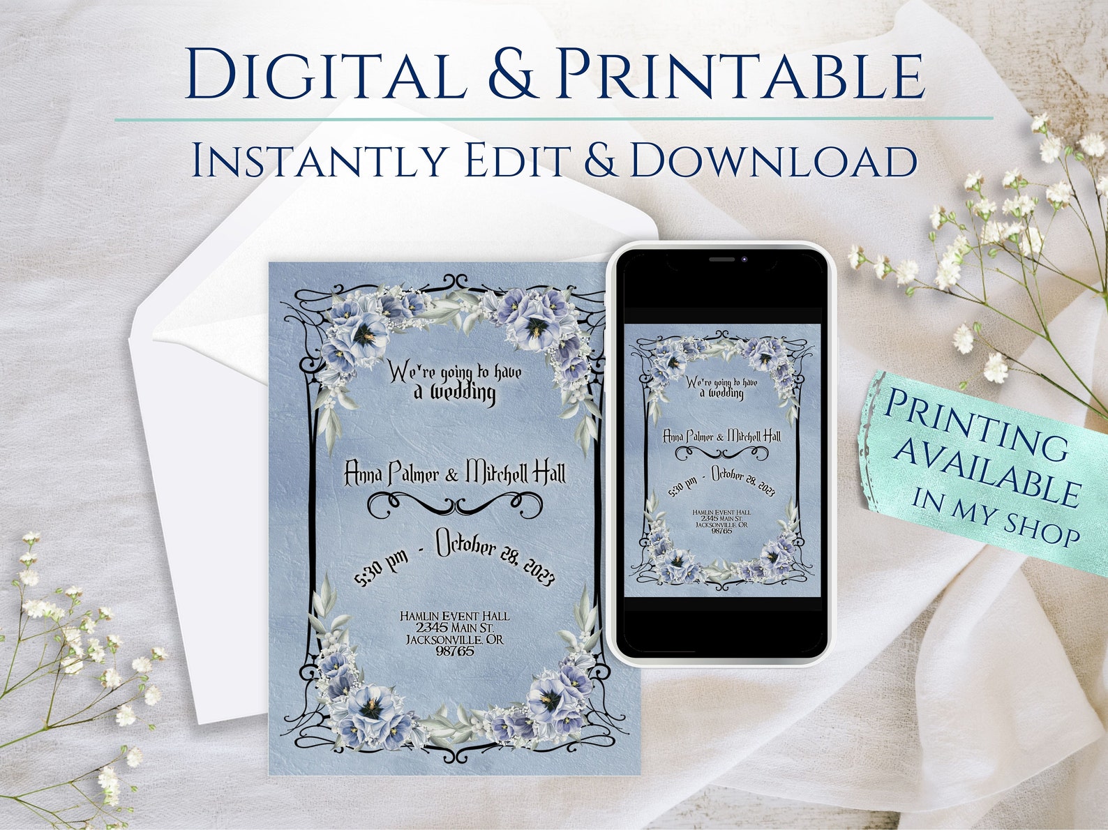 Corpse Bride Wedding Invitation Digital or Printable Invitation Tim ...