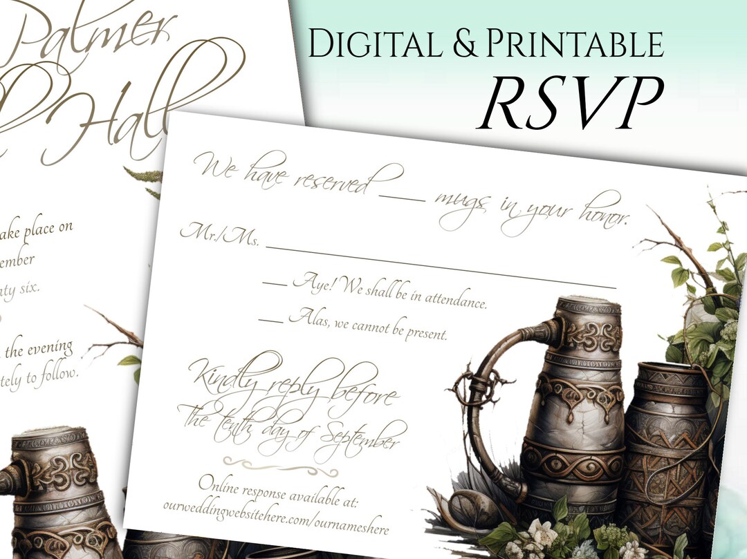 Viking Wedding Digital RSVP Card Digital or Printable Wedding Response ...