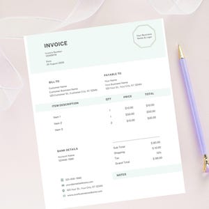 Pastel Invoice Template for Small Business Owners & Service Providers ...