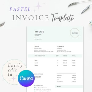 Pastel Invoice Template for Small Business Owners & Service Providers ...