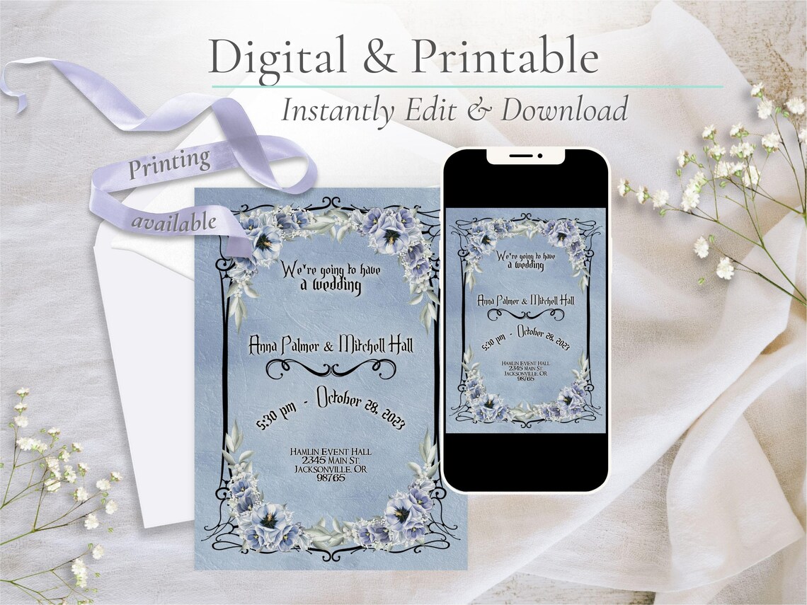 Corpse Bride Wedding Invitation | Digital or Printable Invitation | Tim ...