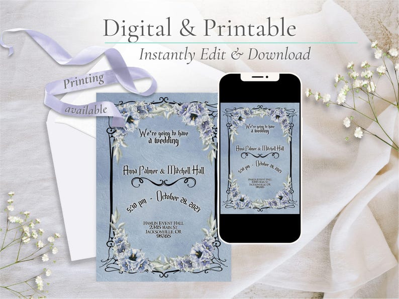 Corpse Bride Wedding Invitation | Digital or Printable Invitation | Tim ...