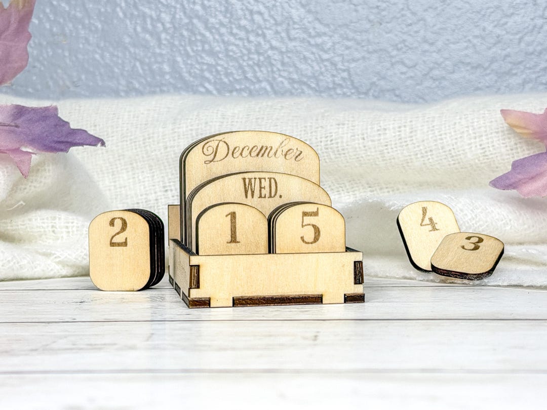 Wooden Perpetual Desk Calendar | Movable Date Blocks | Reusable Desktop ...