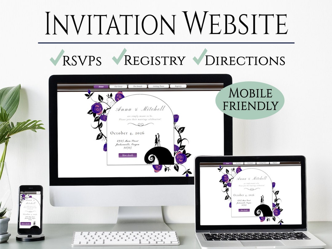 Nightmare Roses Wedding Invitation Website With RSVP Form Custom ...
