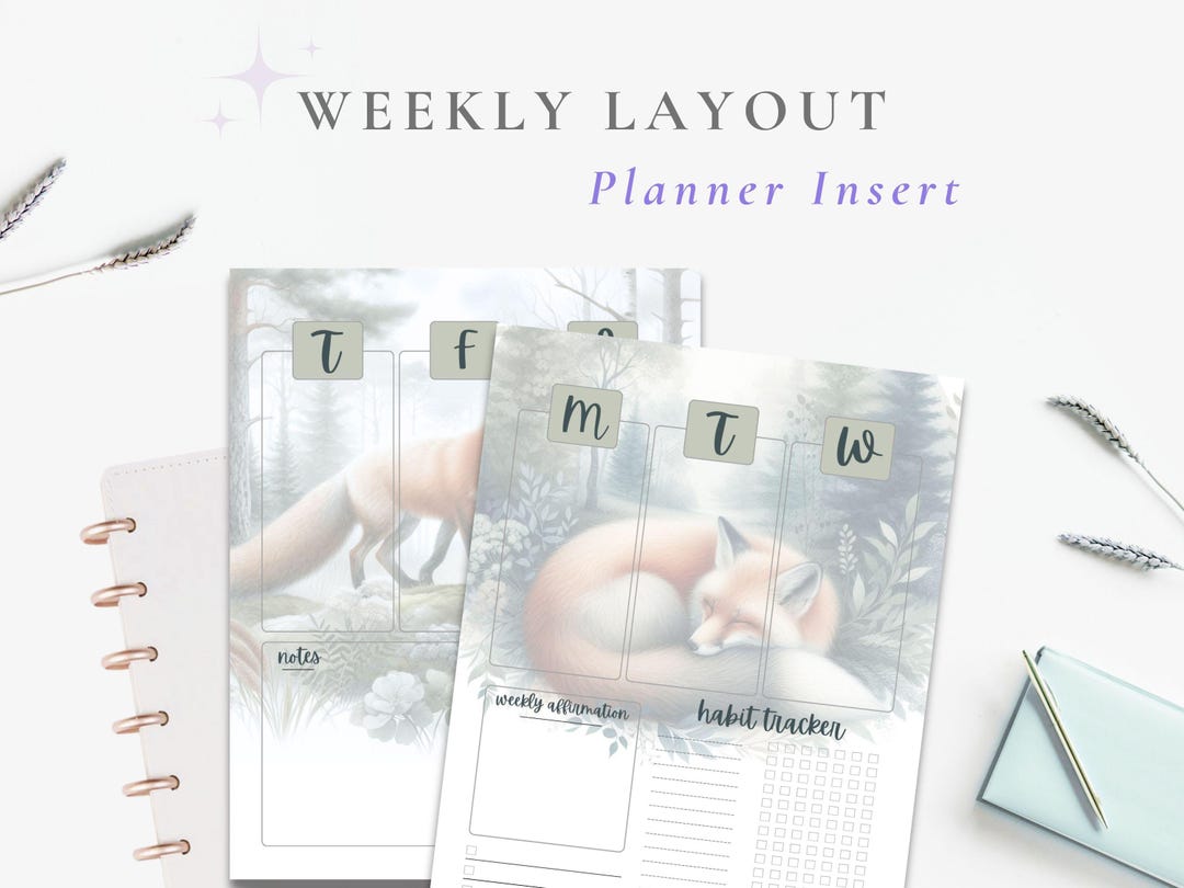 Fox Weekly Planner Insert: Printable Planner Accessories (PDF) - Etsy