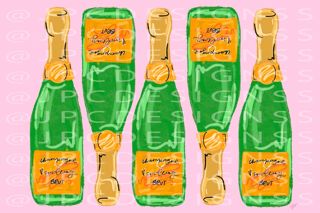 Champagne Bottle Print - DIGITAL DOWNLOAD - Etsy