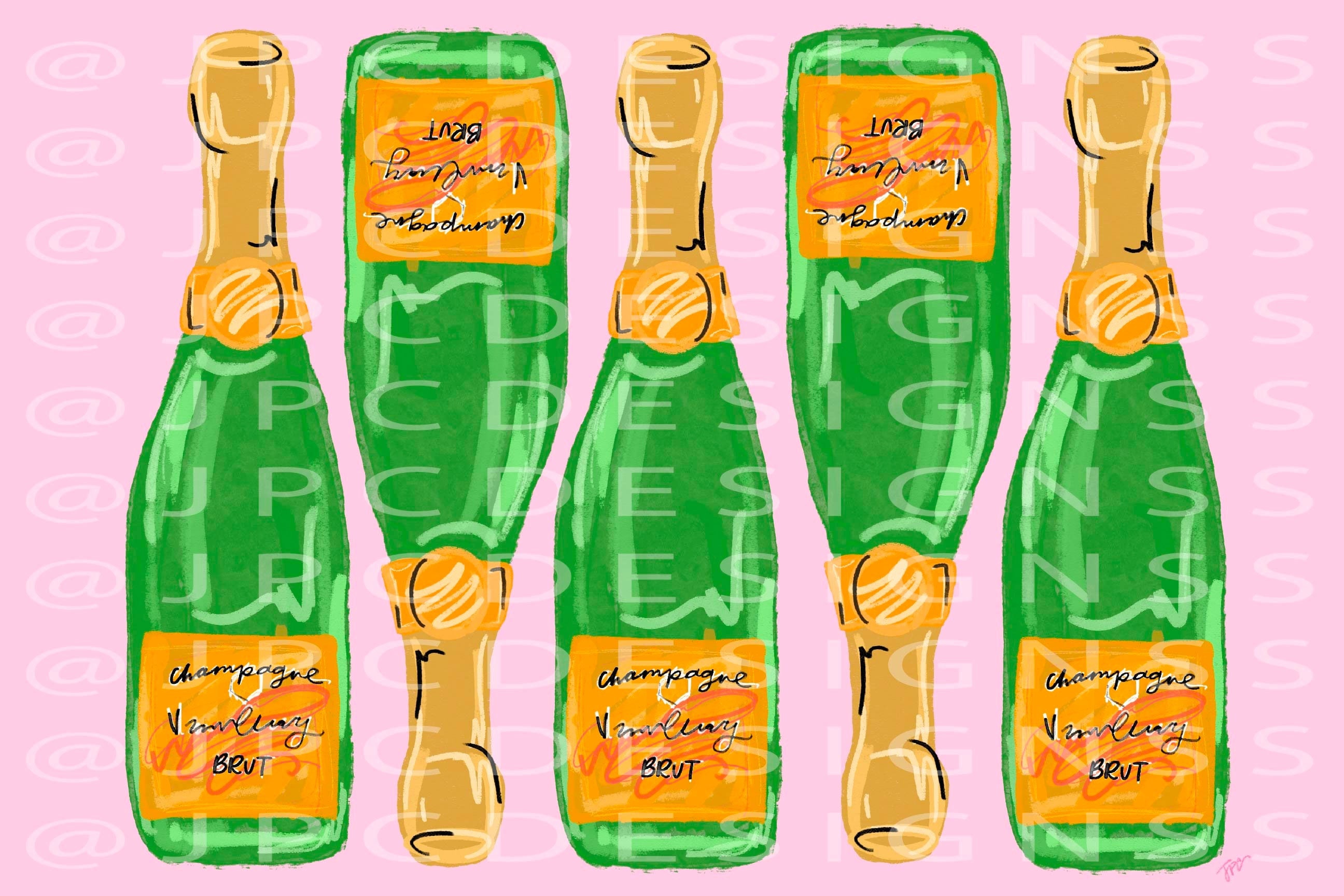 Champagne Bottle Print - DIGITAL DOWNLOAD - Etsy