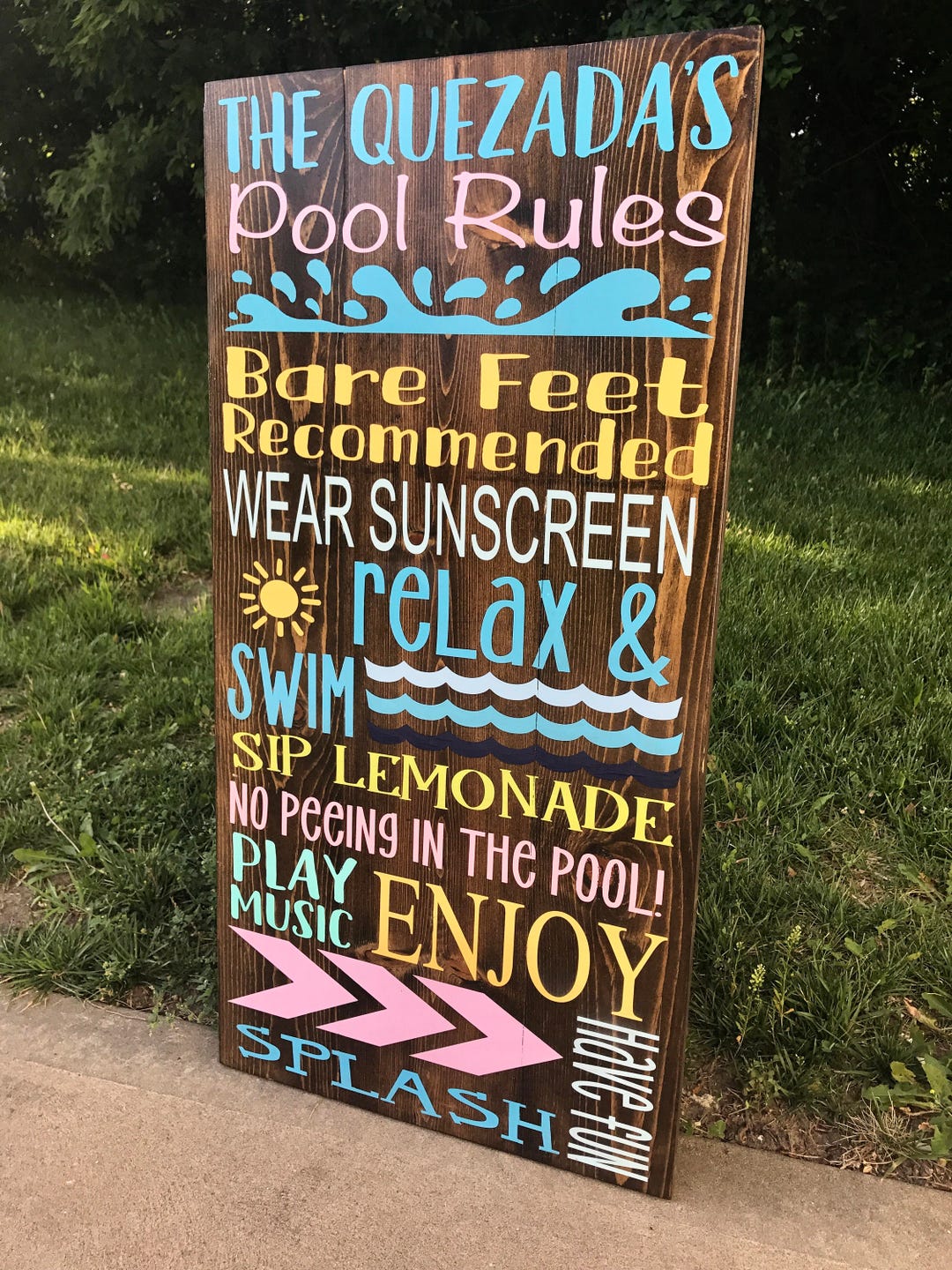 Pool Rules Sign Large Pool Area Sign - Etsy