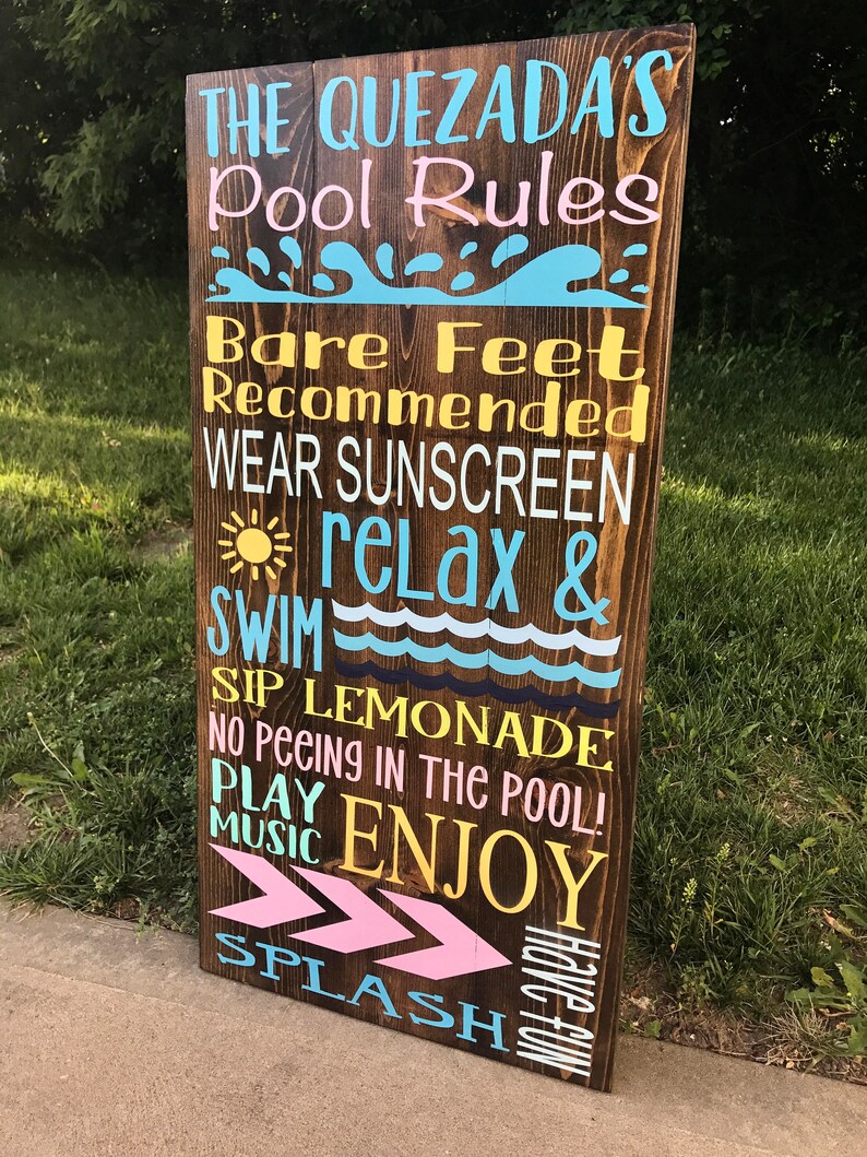 Pool Rules Sign Large Pool Area Sign | Etsy
