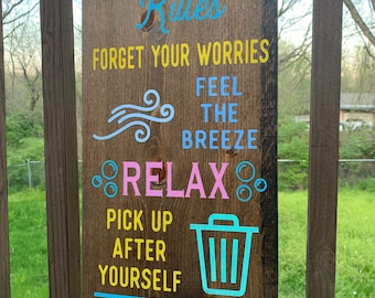 Backyard Rules Sign Outdoor Sign Porch Rules Summer Time Country Porch ...