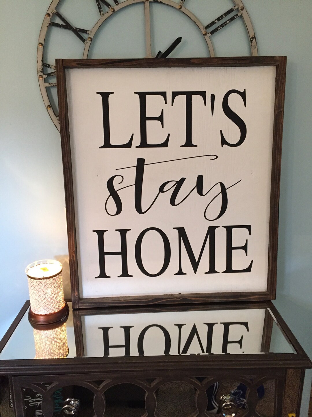 Let's Stay Home Farmhouse Decor Rustic Decor Housewarming Gift - Etsy